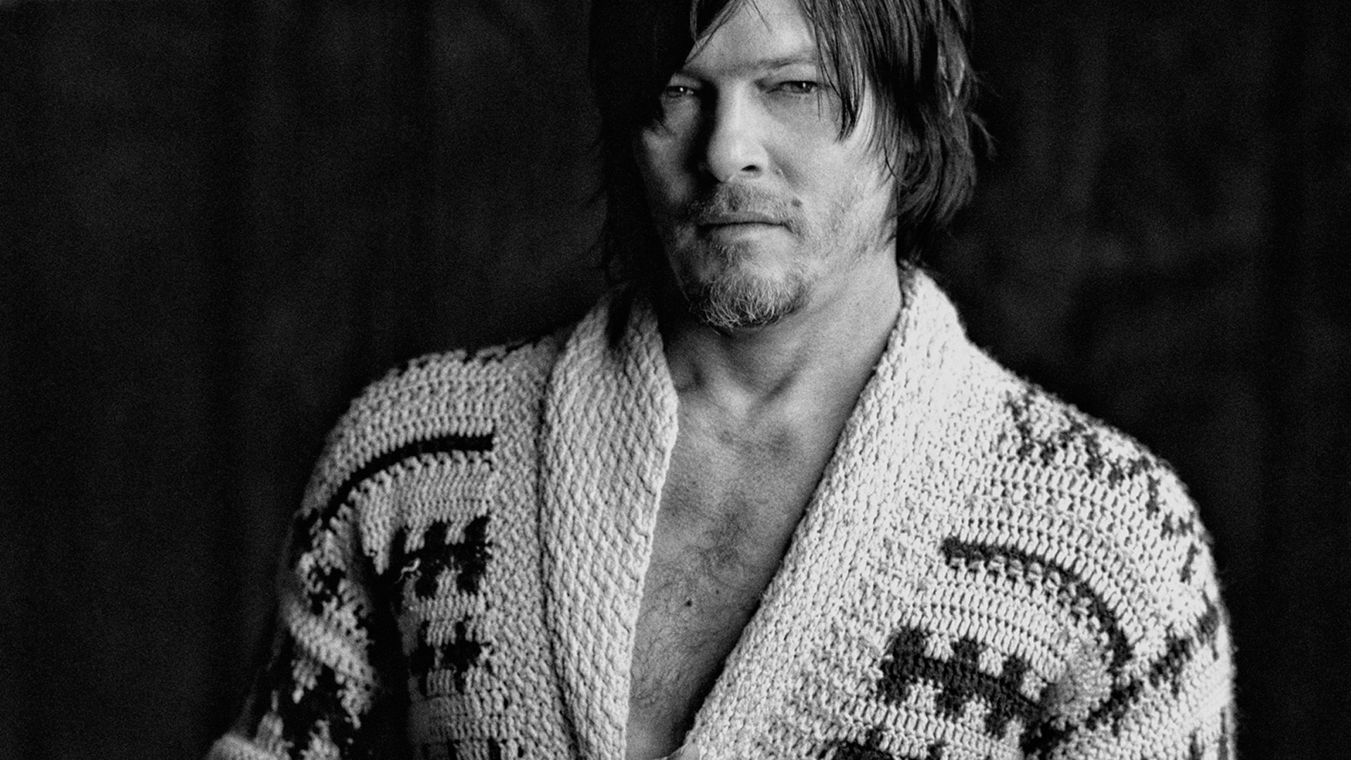 norman reedus wallpaper,black and white,human,facial hair,portrait ...
