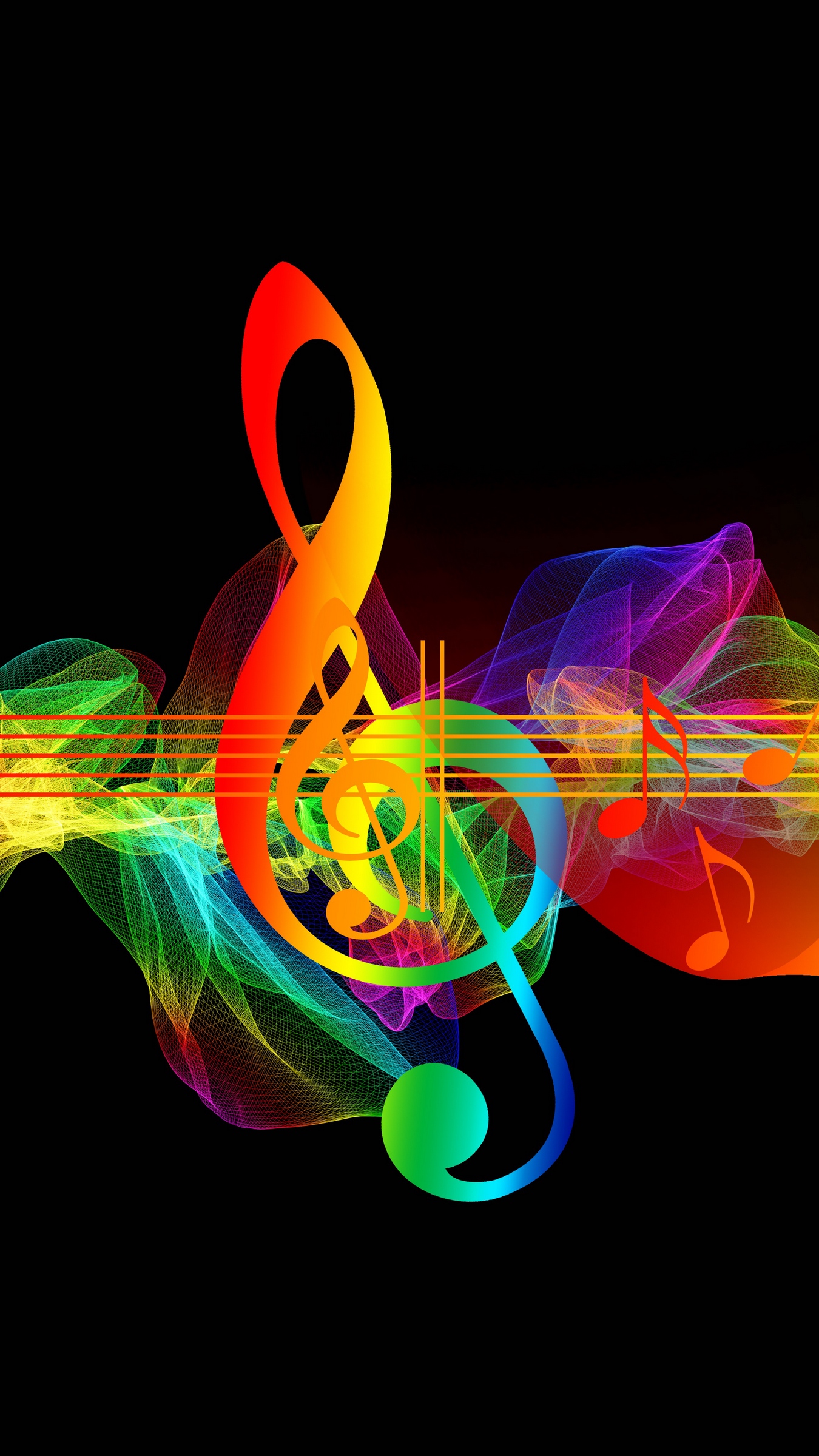 Multi Colored Music Notes- WallpaperUse