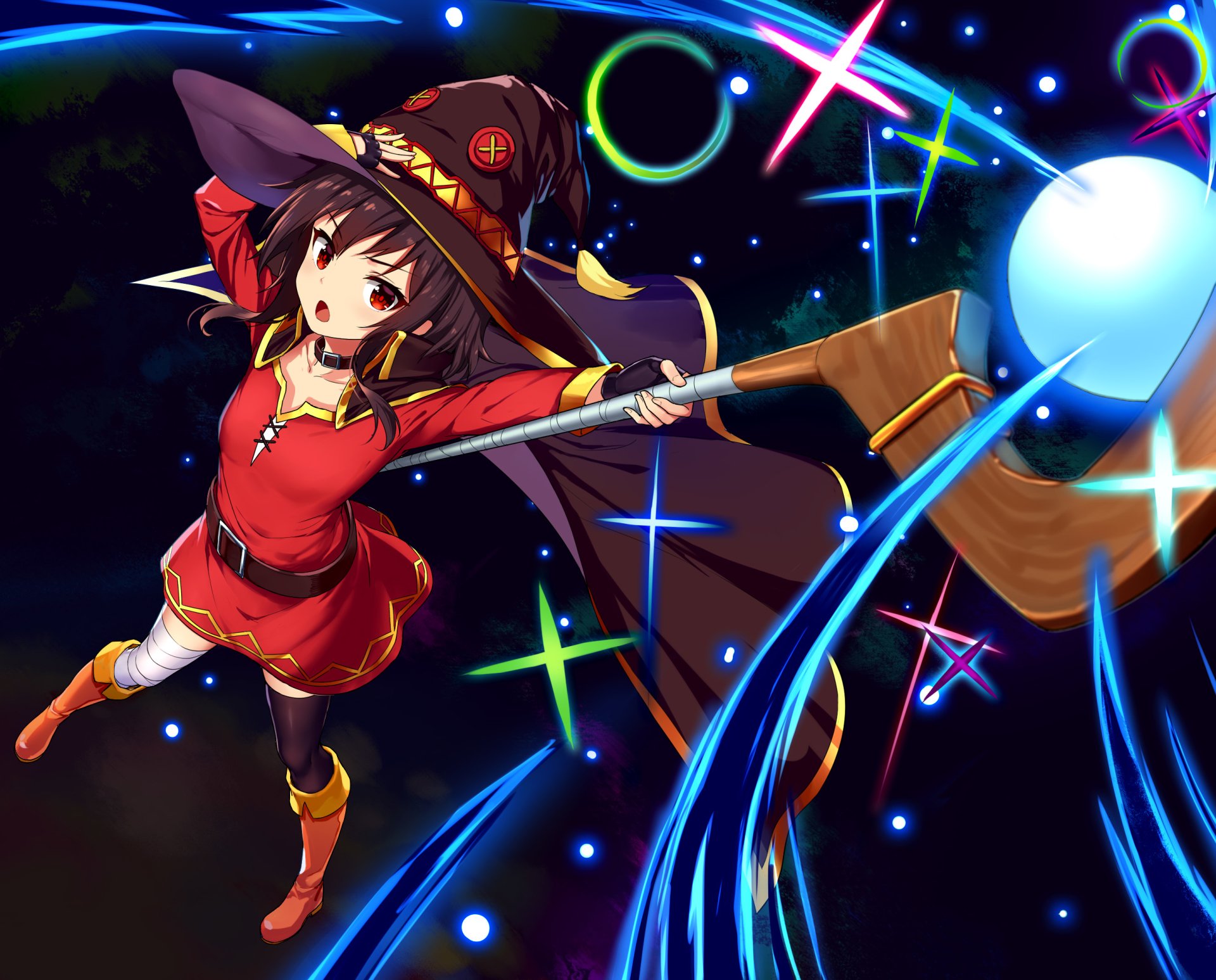 megumin wallpaper,anime,cartoon,fictional character,space,black hair ...