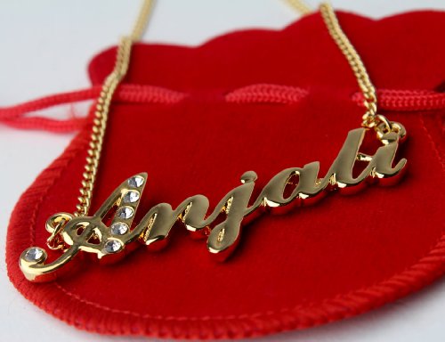 Indian Name Necklace Anjali Gold Plated 18ct Personalised - Anjali Name ...