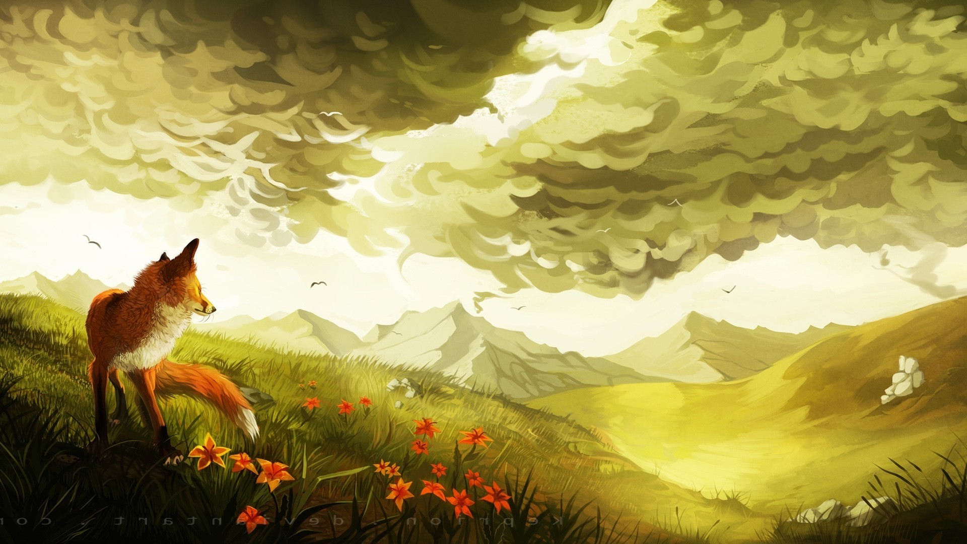 artwork wallpaper hd,nature,canidae,illustration,red fox,wildlife ...