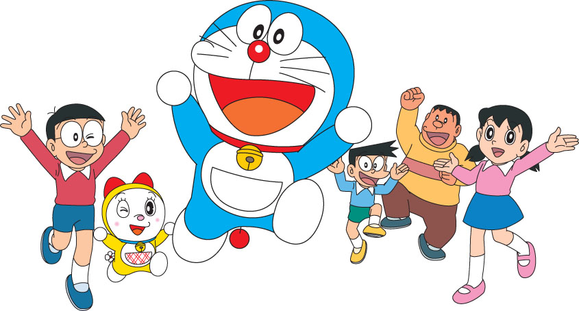 wallpaper doraemon terbaru,cartoon,social group,people,animated cartoon ...
