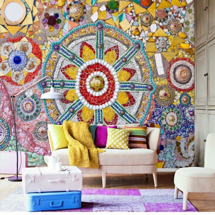 Wallpaper Dinding Emas - Mexican Tile Mosaic- WallpaperUse