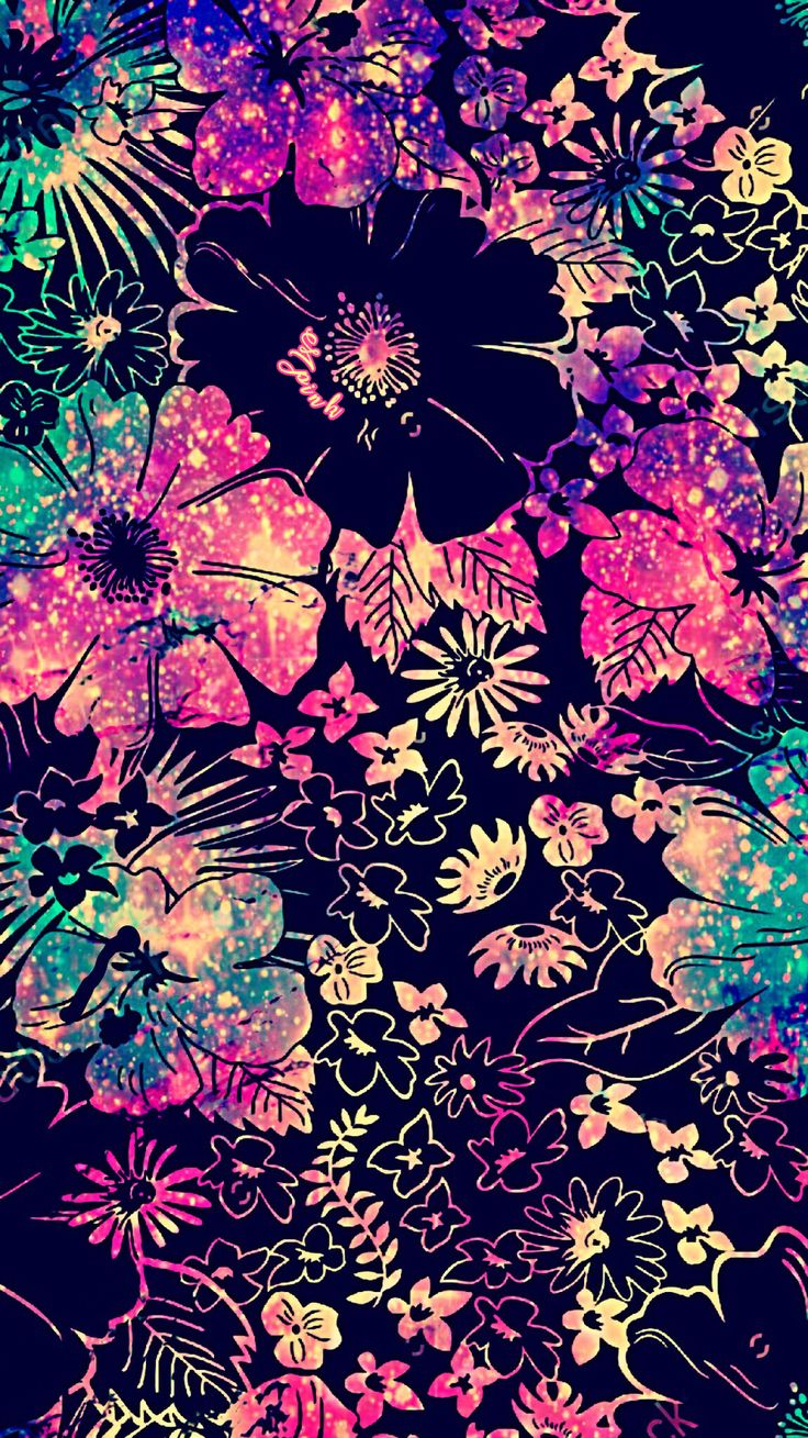Neon Flower Galaxy- WallpaperUse