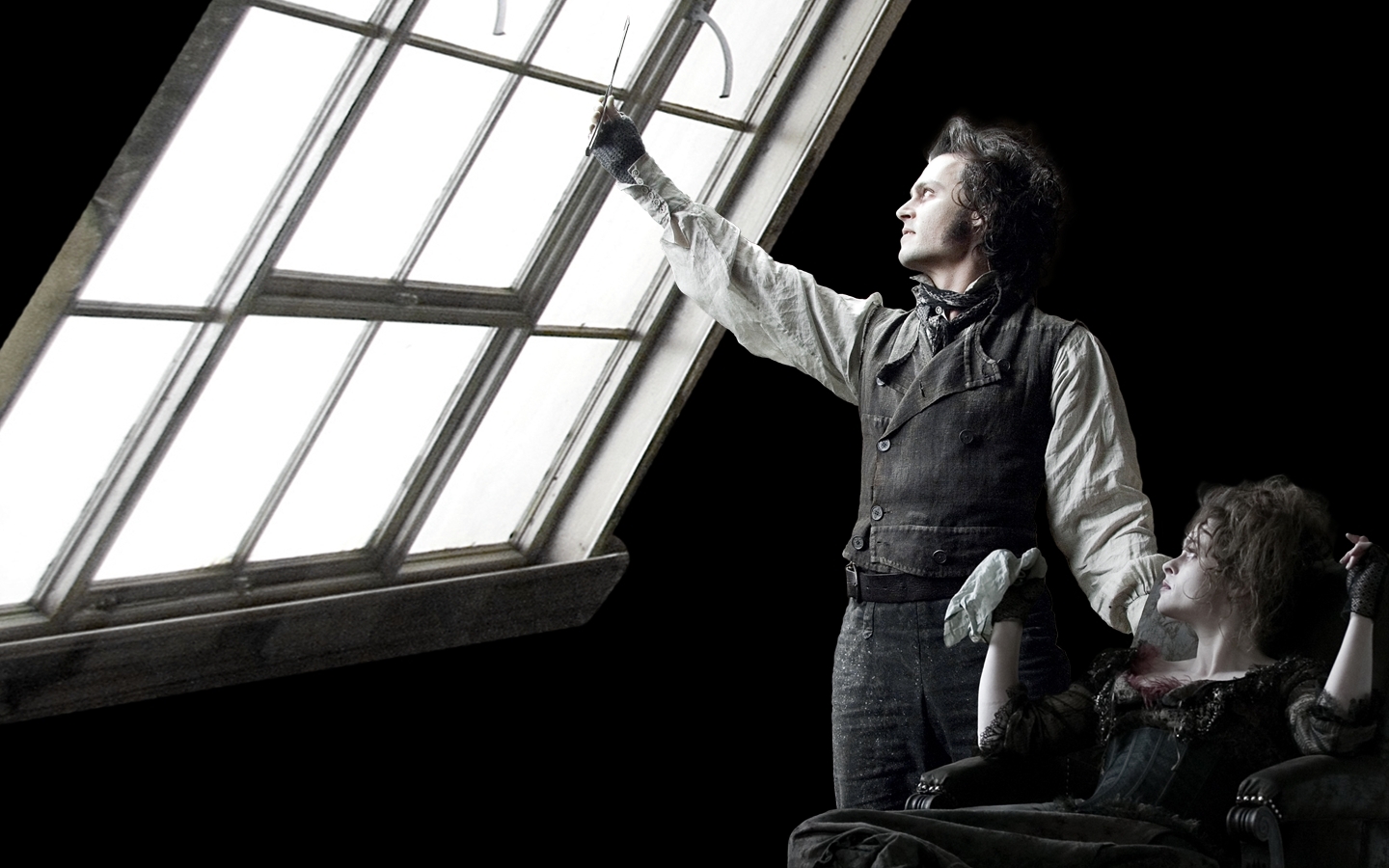 sweeney todd wallpaper,window,daylighting,photography,ladder,black and ...