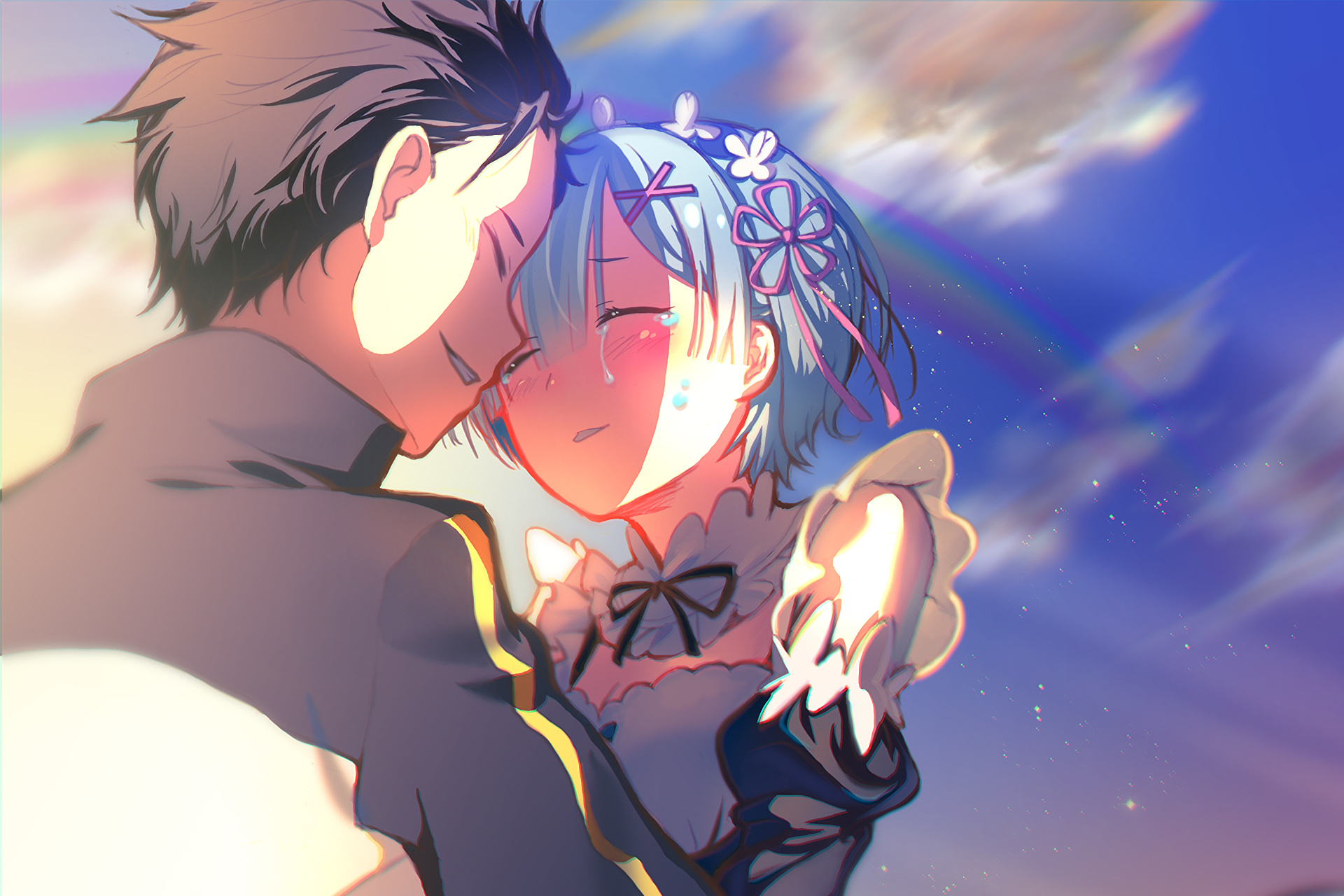 re carta da parati,cartone animato,anime,cielo,interazione,cg artwork ...
