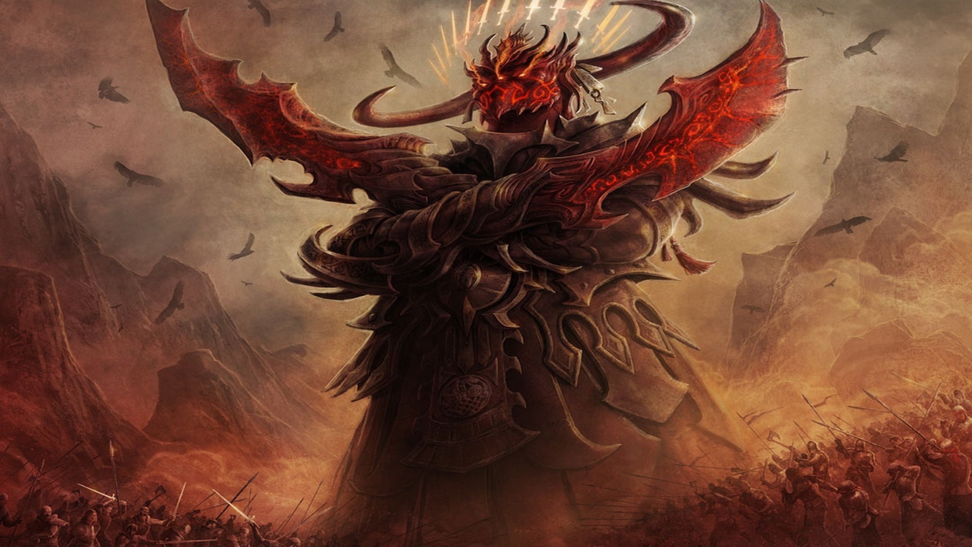 papel wallpaper,cg artwork,demon,fictional character,illustration ...