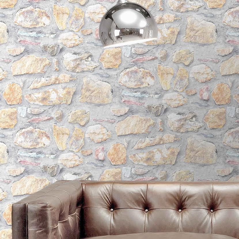 grey stone effect wallpaper,wall,stone wall,wallpaper,brick,room ...