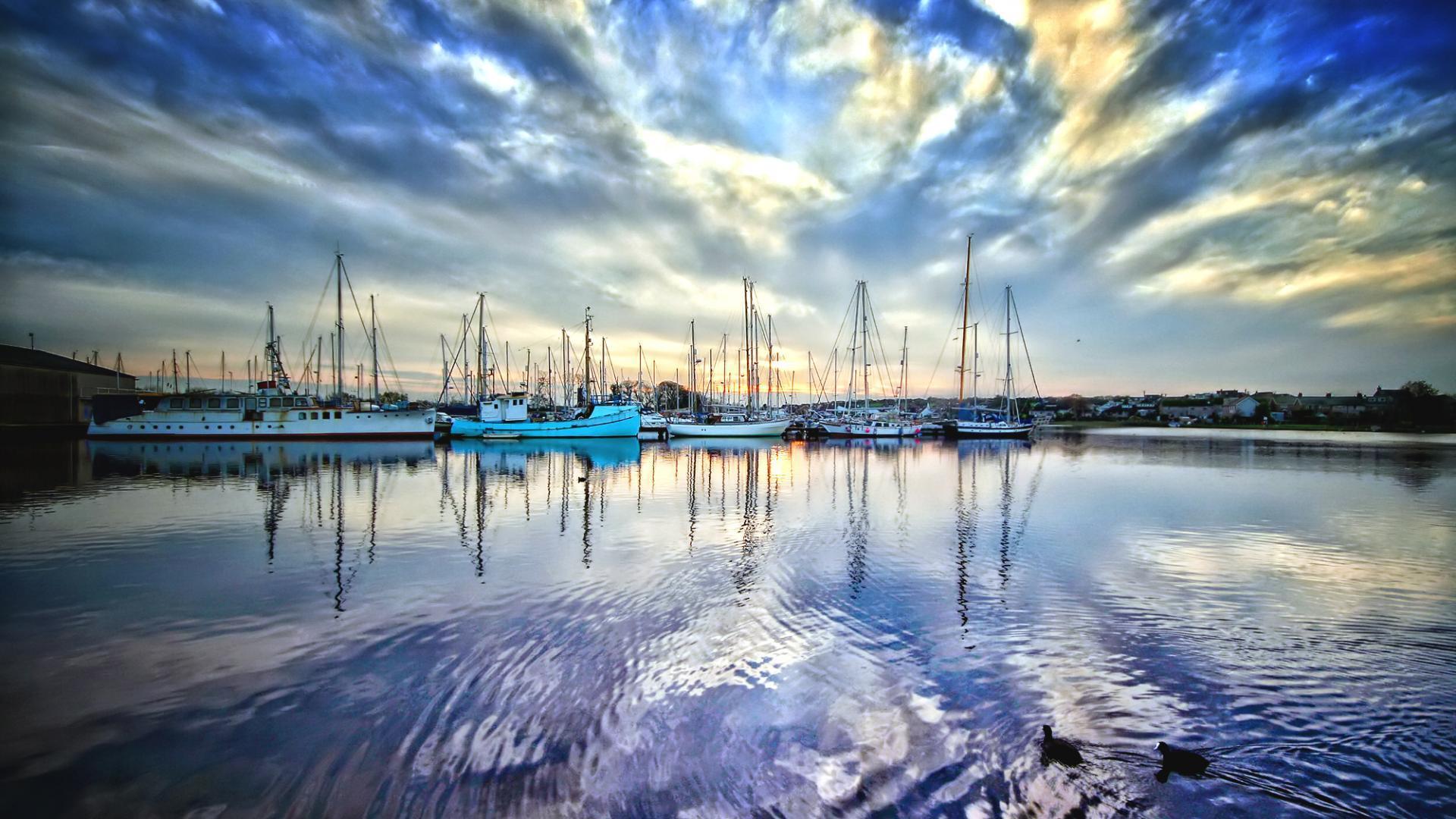marina wallpaper,sky,body of water,reflection,nature,water (#706105 ...