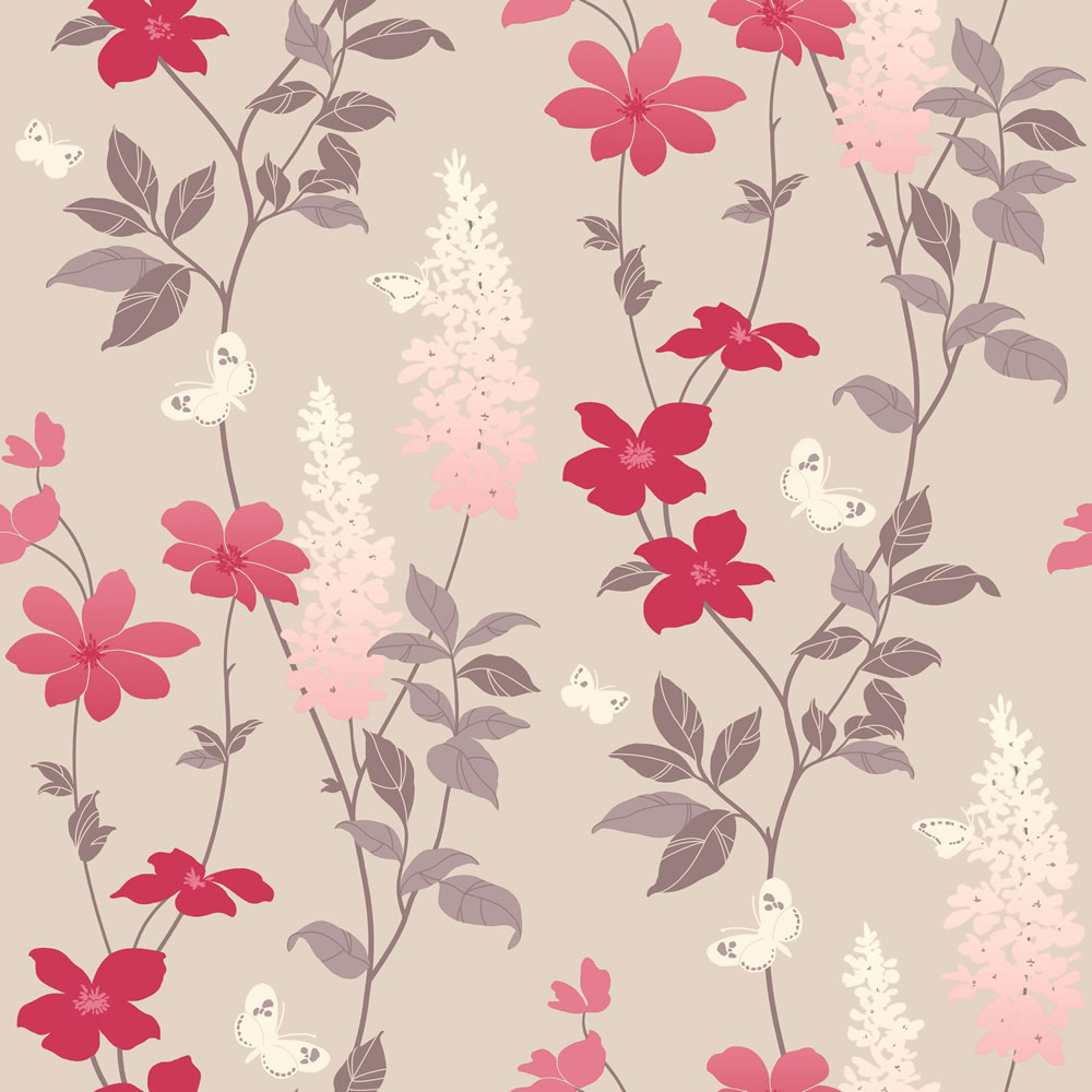 Arthouse Opera Wallpaper Maya Red 413801 At Wilkocom - Chinese Hibiscus ...