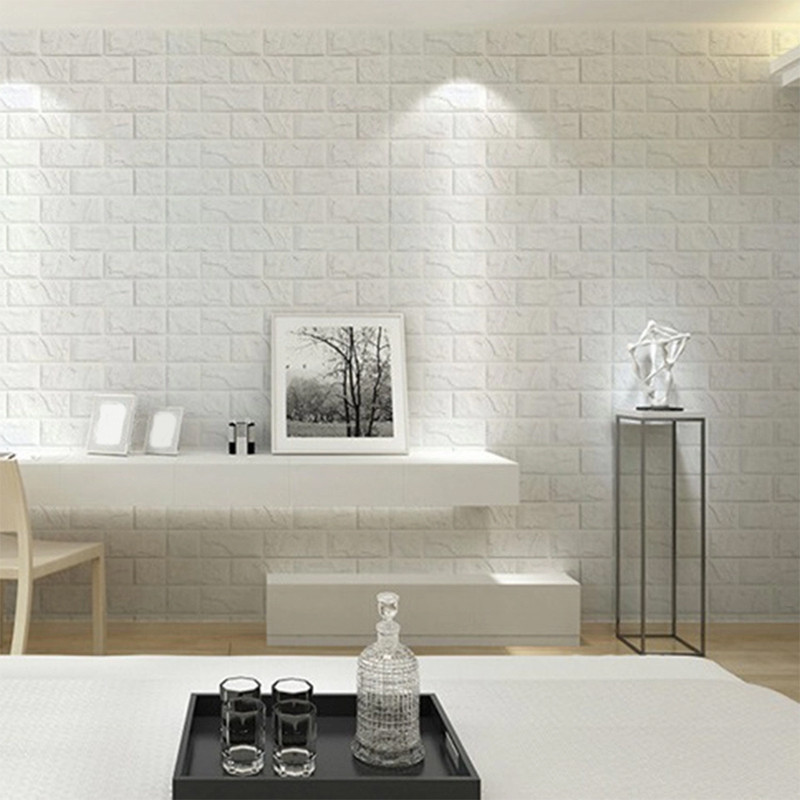 3d Foam Stone Brick - 3d Brick Wallpaper White- WallpaperUse