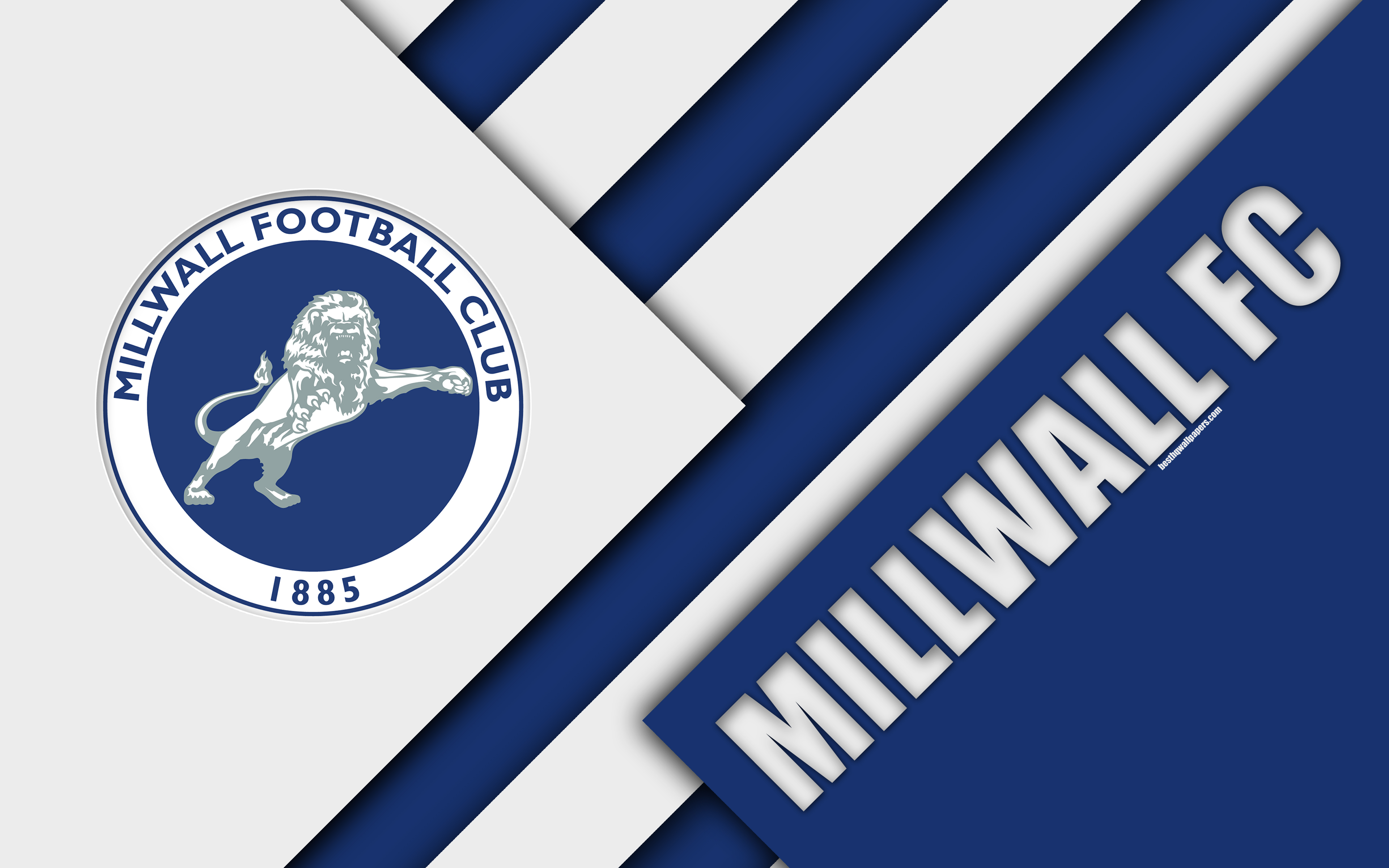 Millwall Fc, Logo, 4k, Blue White Abstraction, Material - Millwall Fc ...