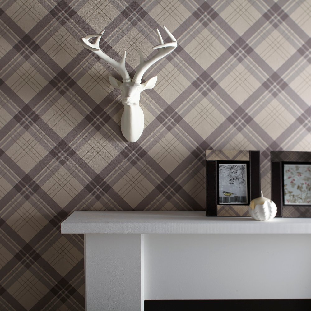 Checked Wallpaper Living Room- WallpaperUse