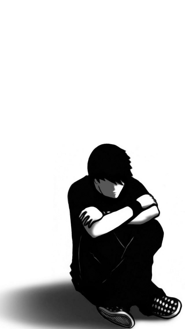emo wallpaper for phones,sitting,hug,black and white,silhouette ...