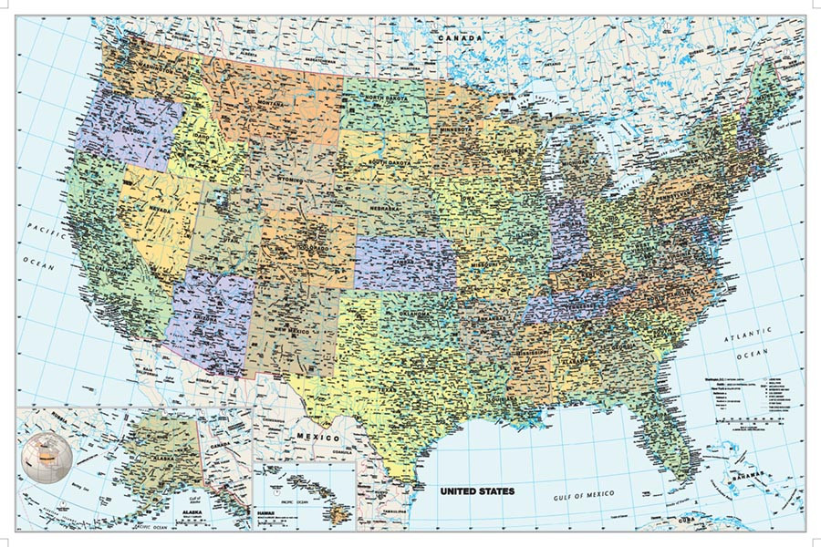 Classic Usa Wall Map Wallpaper Mural - Us Map- WallpaperUse