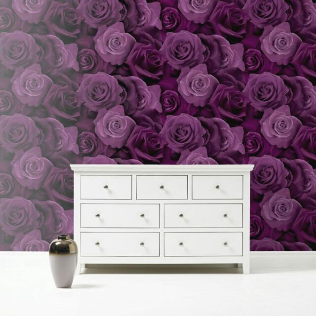 Arthouse Austin Rose Floral Wallpaper Flowers - Purple Rose Wallpaper ...