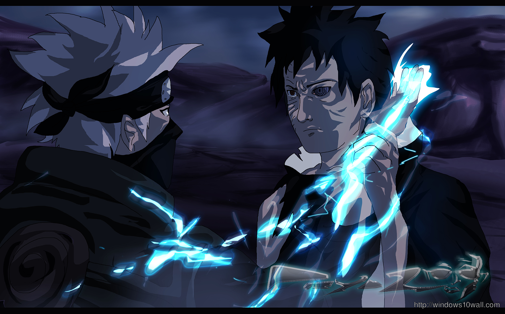 fondo de pantalla de kakashi y obito,anime,cg artwork,cabello negro ...