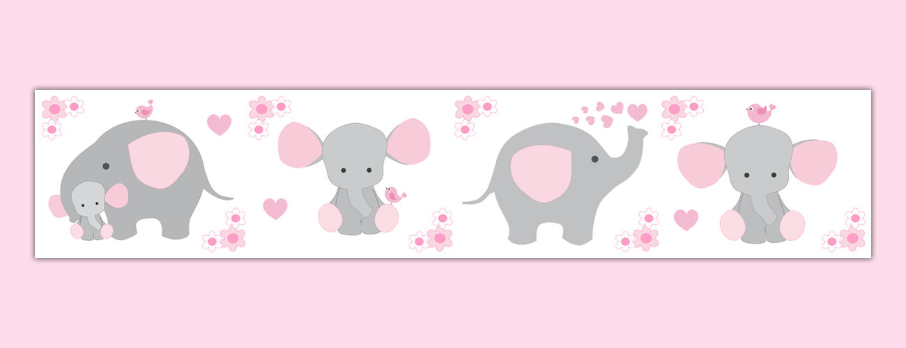 elephant wallpaper border,elephant,pink,elephants and mammoths,design ...