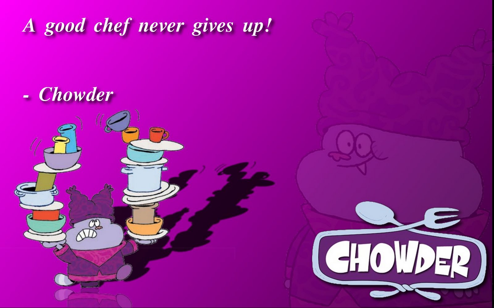 chowder wallpaper,text,games,cartoon,purple,font (#740726) - WallpaperUse