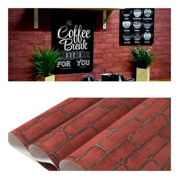 Stiker Dinding Motif Bata Merah- WallpaperUse