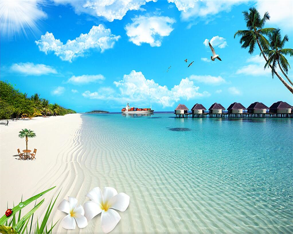 sfondi pemandangan 3d,natura,paesaggio naturale,cielo,caraibico,mare ...