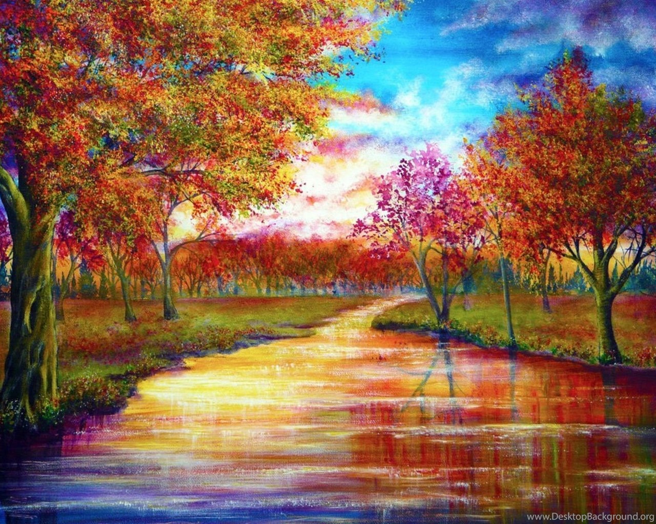 vibrant wallpapers,natural landscape,painting,nature,tree,acrylic paint ...