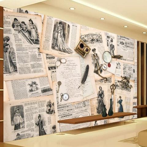 Vintage Newspaper Wall Mural - Mural Newspaper- WallpaperUse