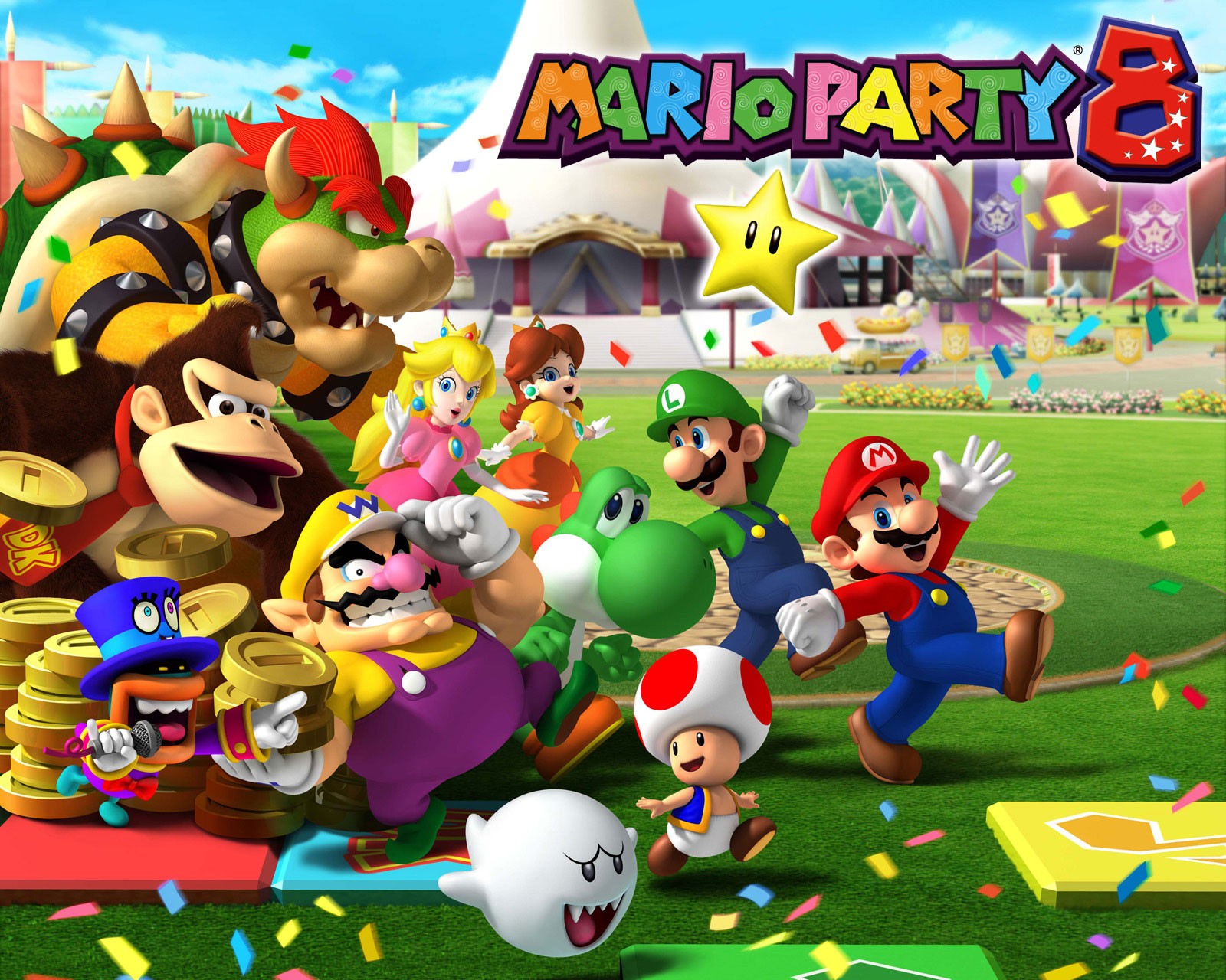 mario party wallpaper,animated cartoon,mario,cartoon,adventure game ...