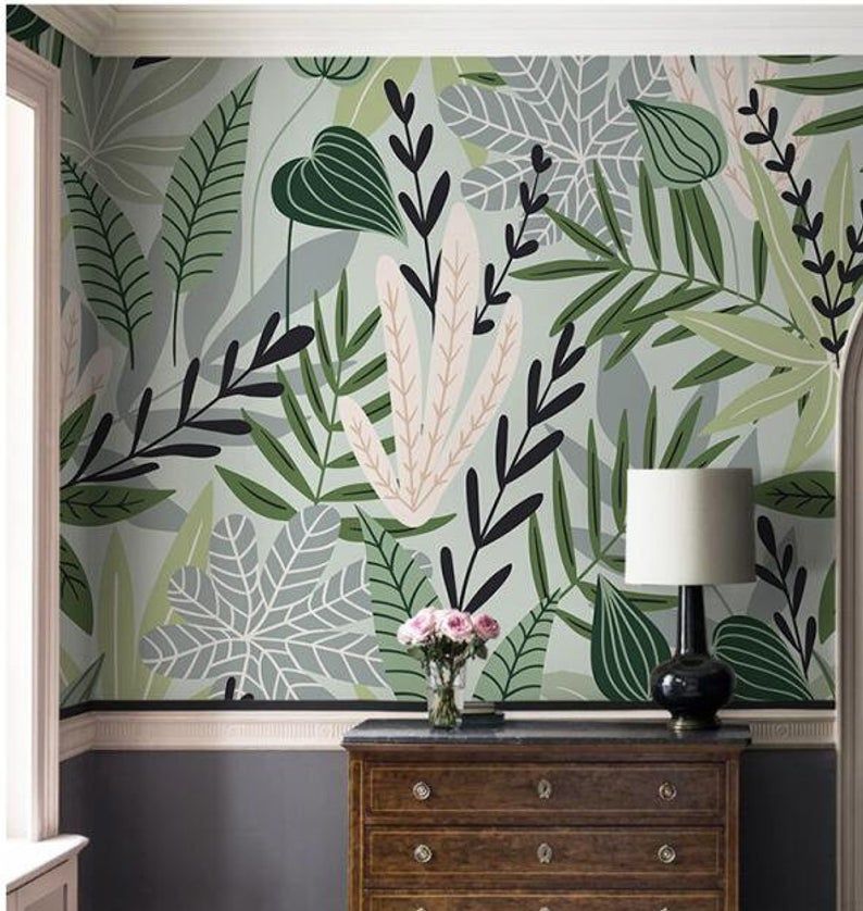 plastic wallpaper for walls,green,wallpaper,wall,interior design,leaf ...