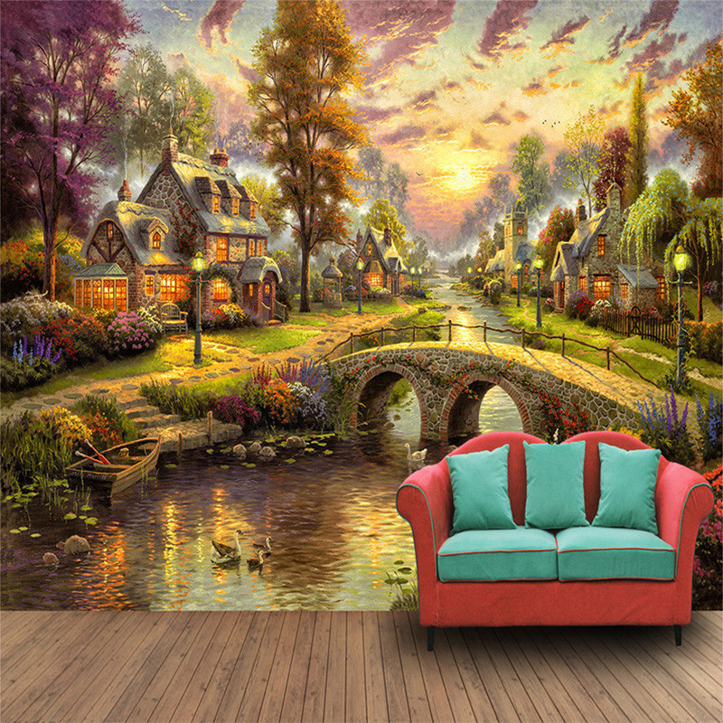 Sunset On Lamplight Lane- WallpaperUse