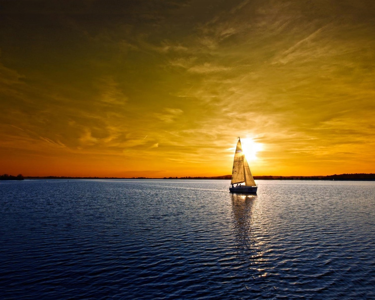 Sailboat Lake Sunset Wallpaper In - Sail Boat On Lake In Sunset ...