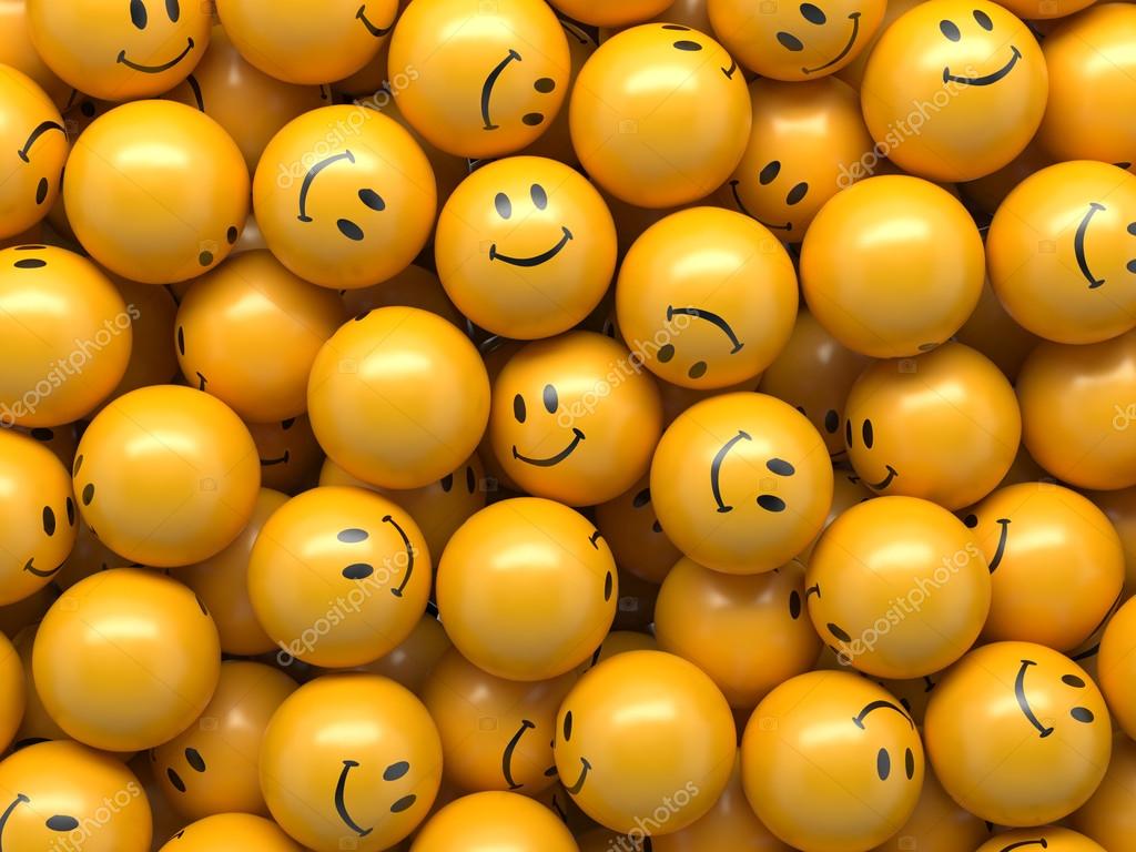 Yellow Balls With Funny Smiley Faces Stock Photo - Matrimandir ...