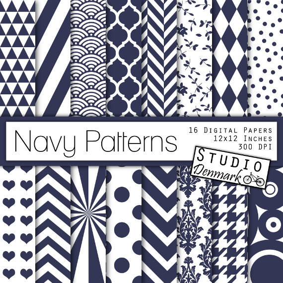 Navy Patterns Digital Paper Navy Blue Patterned Backgrounds - Pattern ...