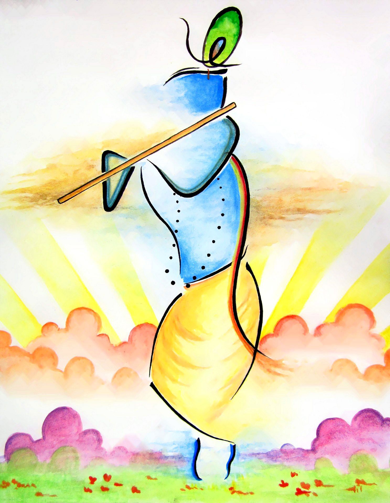 Easy Kanha Ji Drawing- WallpaperUse