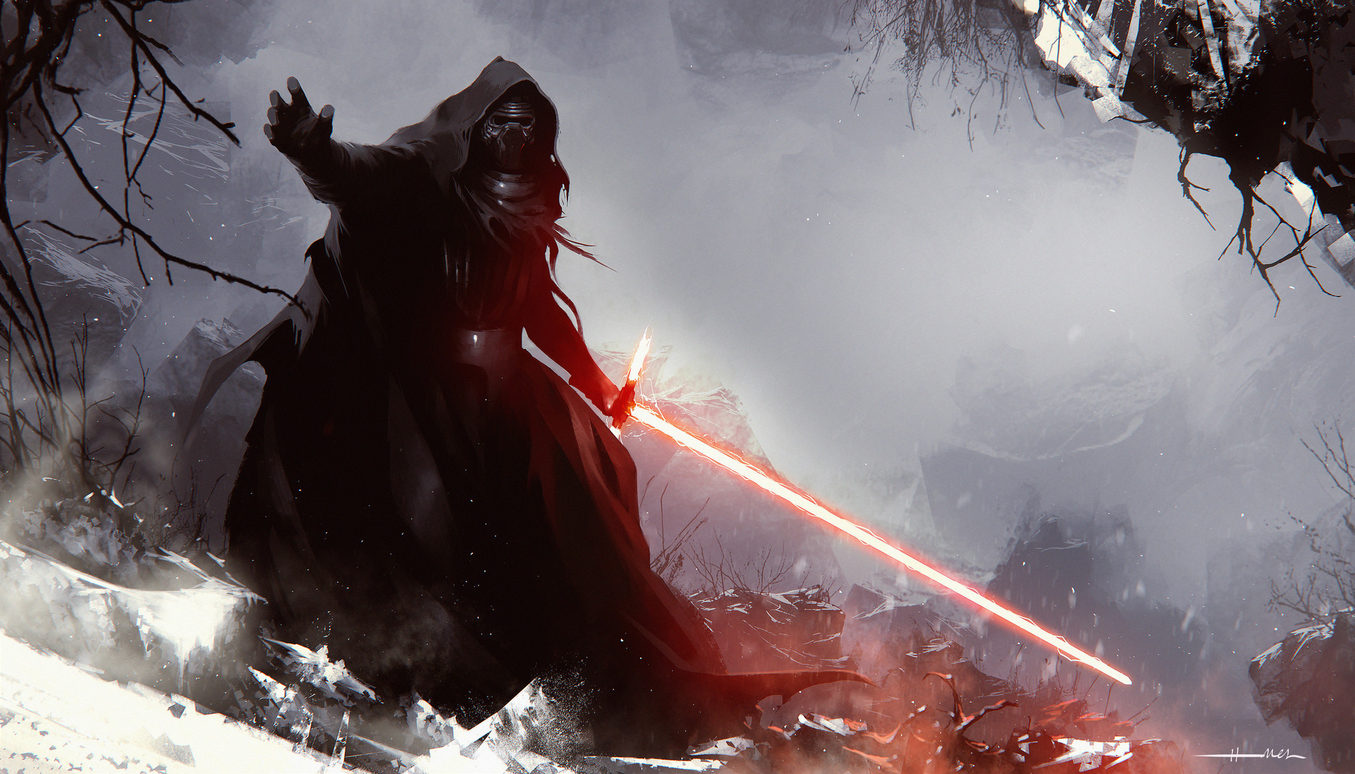 Kylo Ren Wallpaper Hdredwatercg Artworktreefictional Character 824010 Wallpaperuse