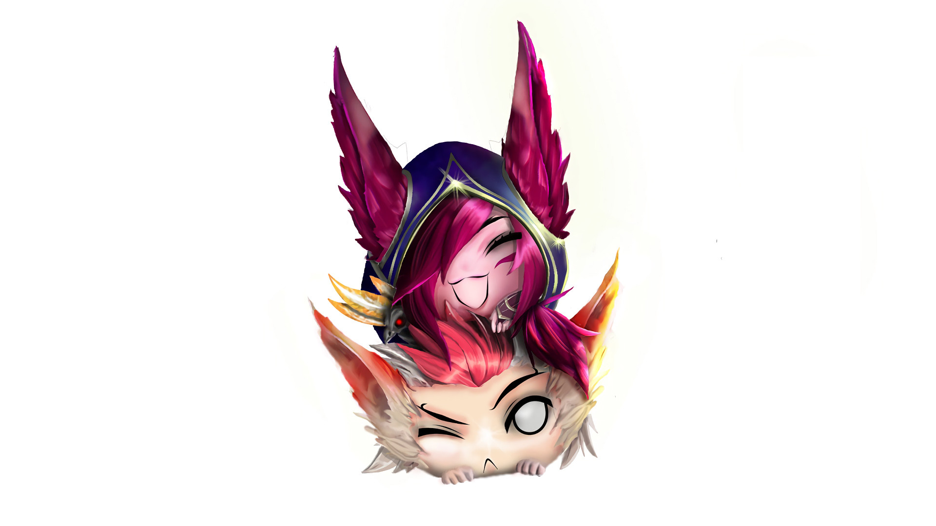Chibi Xayah & Rakan By Flashlyght Hd Wallpaper Fan - League Of Legends ...