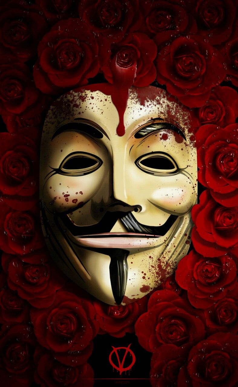 Bloody V For Vendetta Mask- WallpaperUse