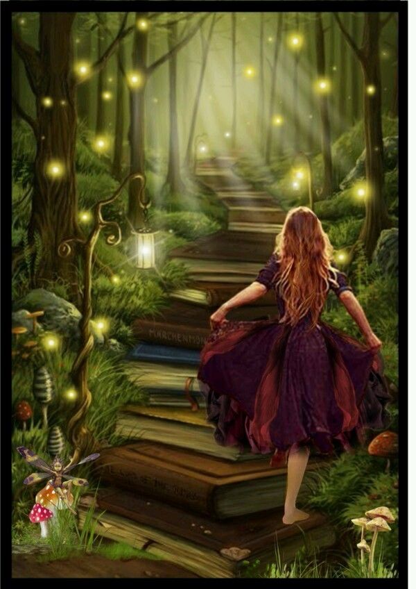 Girl Reading Fantasy Book- WallpaperUse