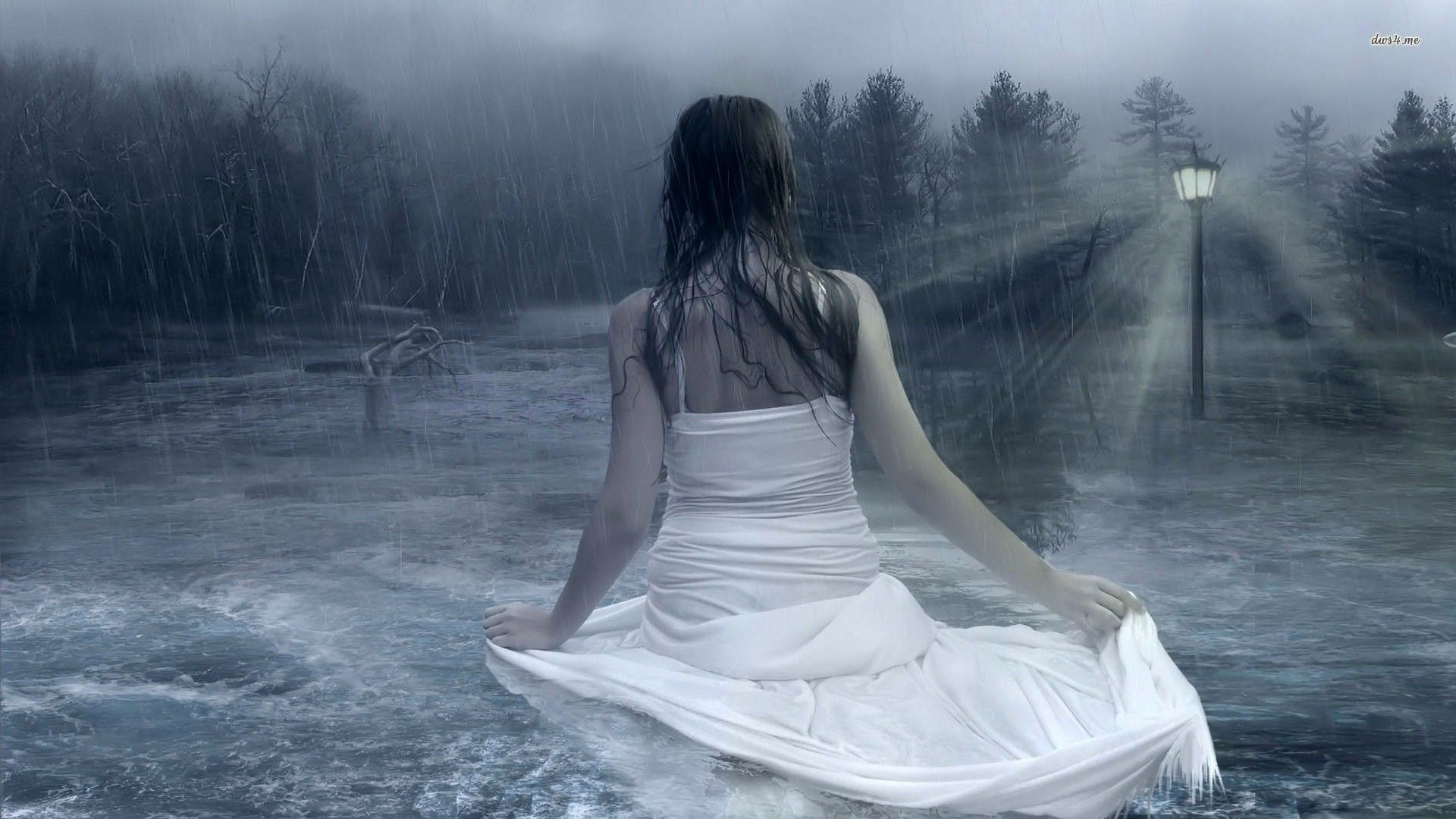 Emotional Sad Girl In Rain- WallpaperUse