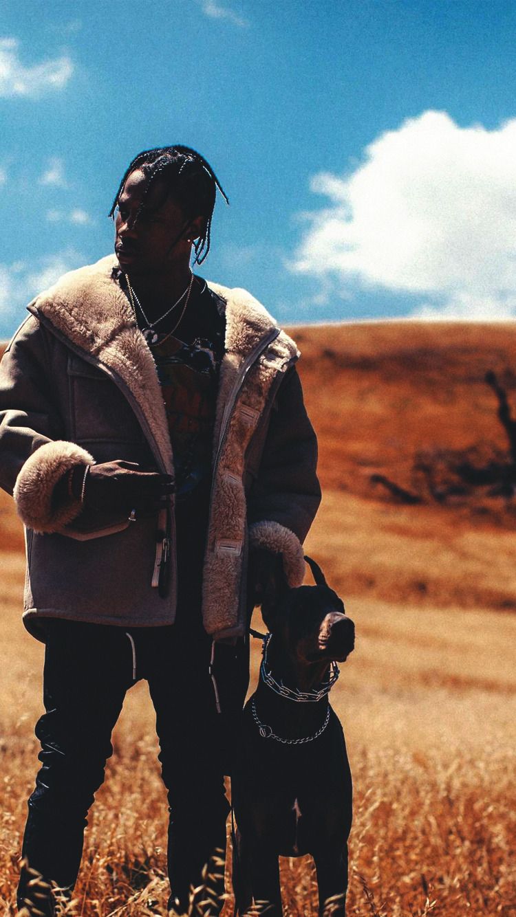 Travis Scott With Dog- WallpaperUse