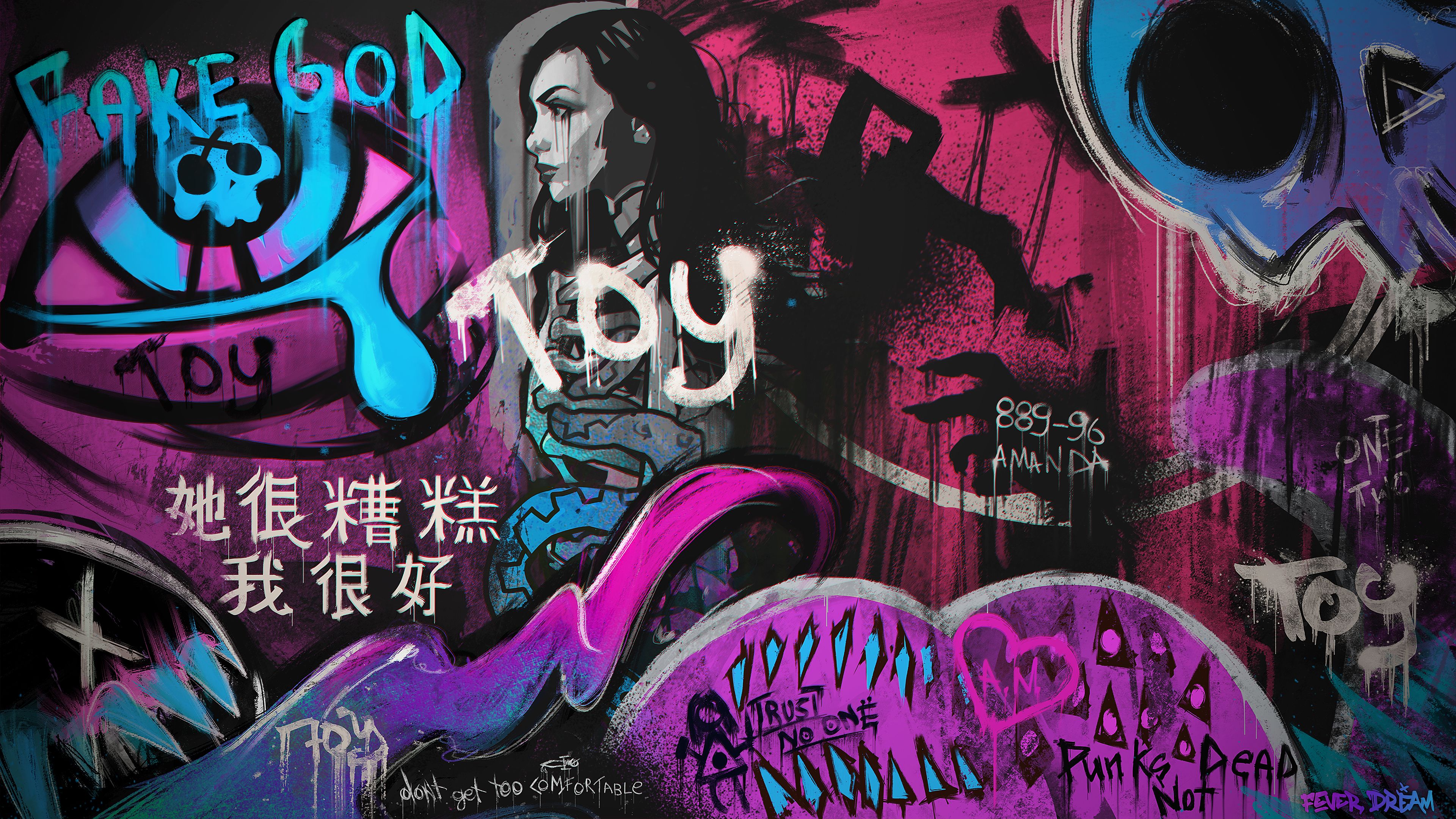 carta da parati febbre,graffiti,arte di strada,arte,rosa,viola (#959970 ...