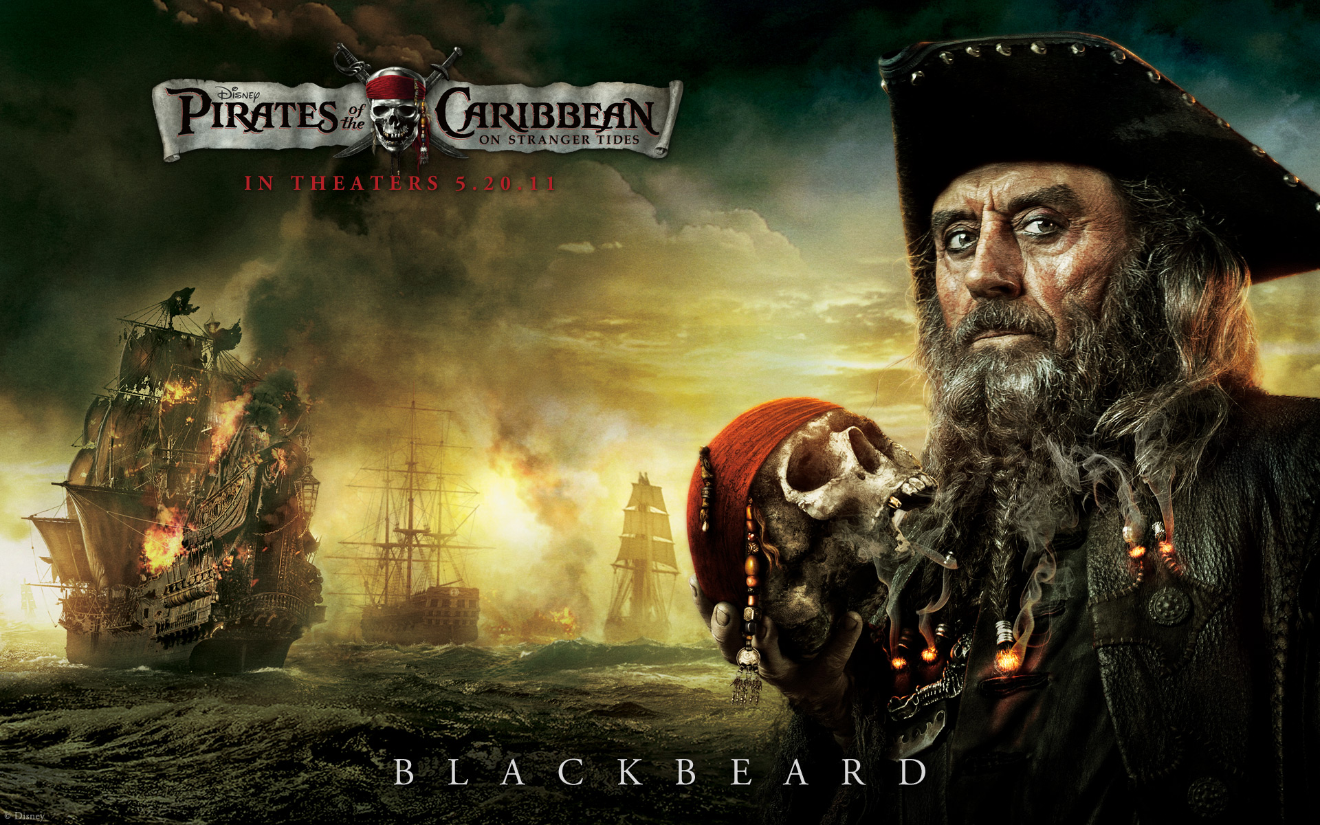 Potc 4 Wallpaper - Pirates Of The Caribbean Blackbeard Poster- WallpaperUse
