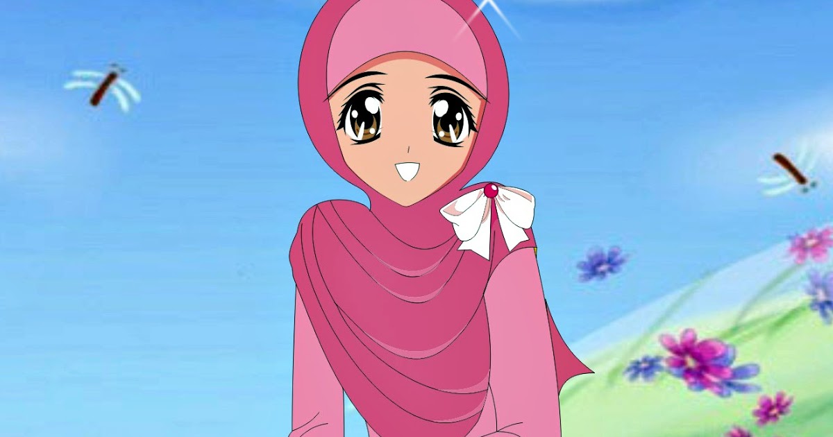 wallpaper kartun muslimah bergerak,animated cartoon,cartoon,pink,anime ...