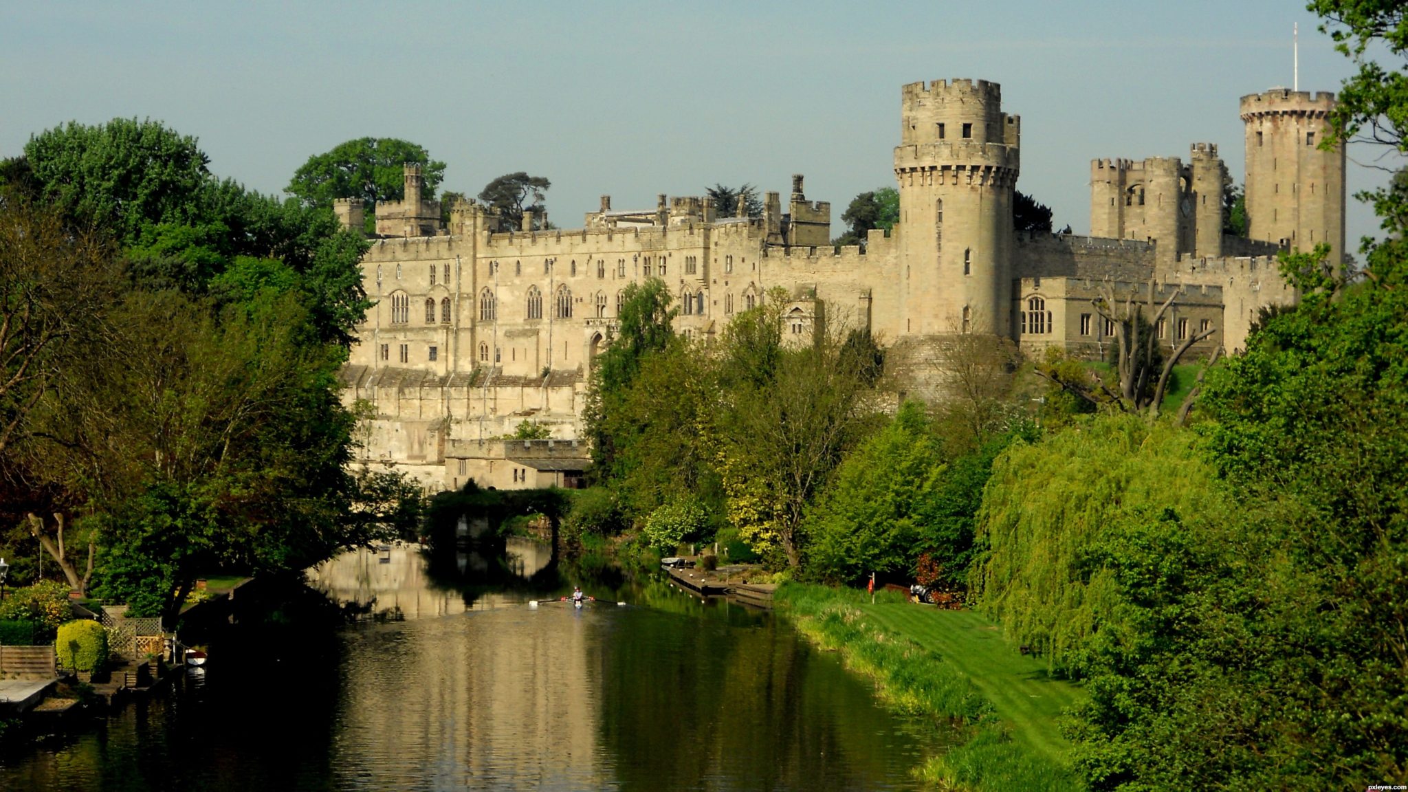 warwick wallpaper,waterway,castle,moat,natural landscape,fortification ...