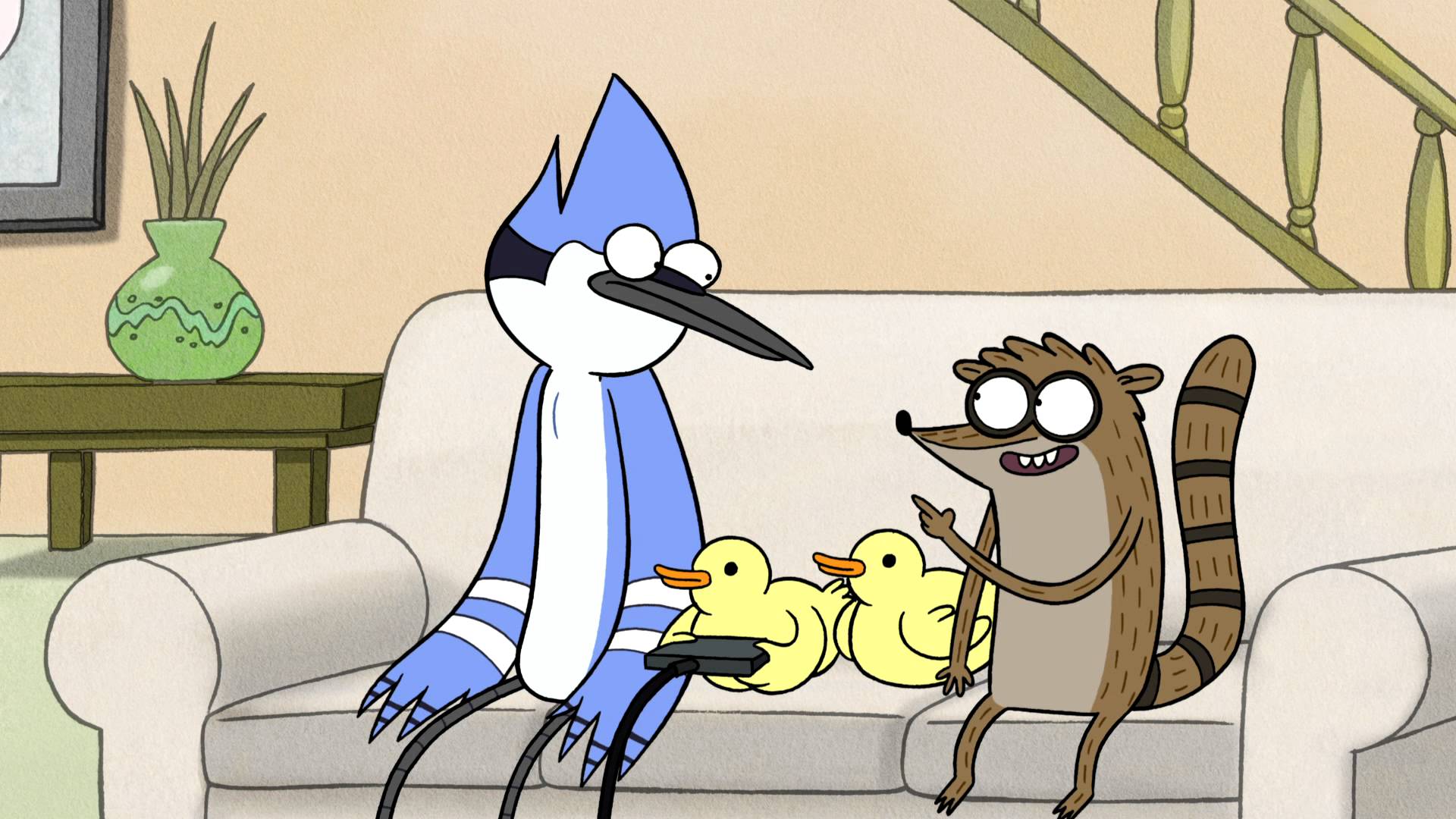 Mordecai And Rigby Baby Ducks- WallpaperUse
